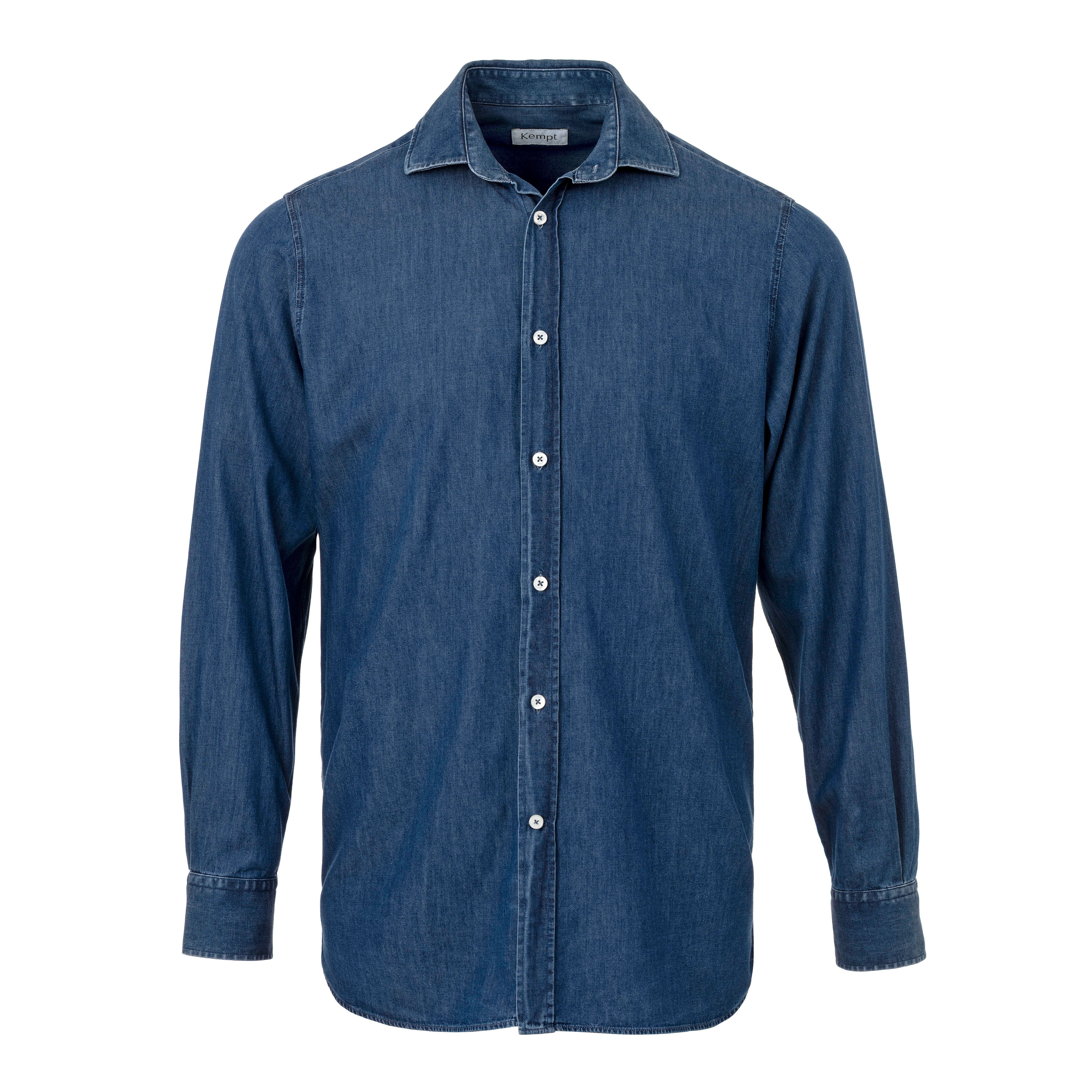 Men's Casual Dark Indigo Denim Shirt – Kempt