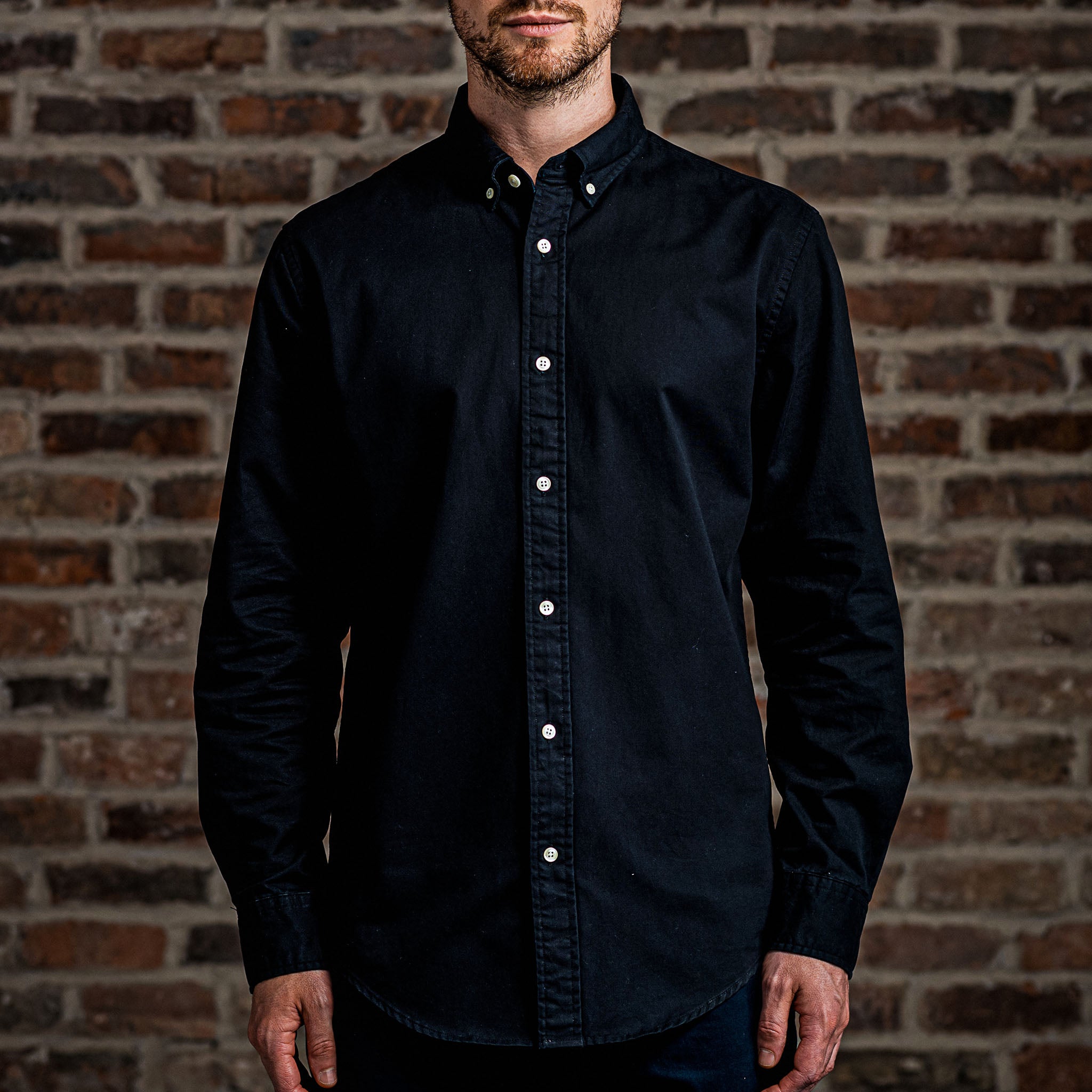 Men's Casual Black Brushed Cotton Shirt – Kempt
